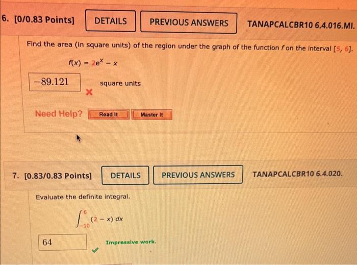 Solved Find The Area In Square Units Of The Region Under 