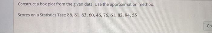 Solved Construct A Box Plot From The Given Data Use The 5069