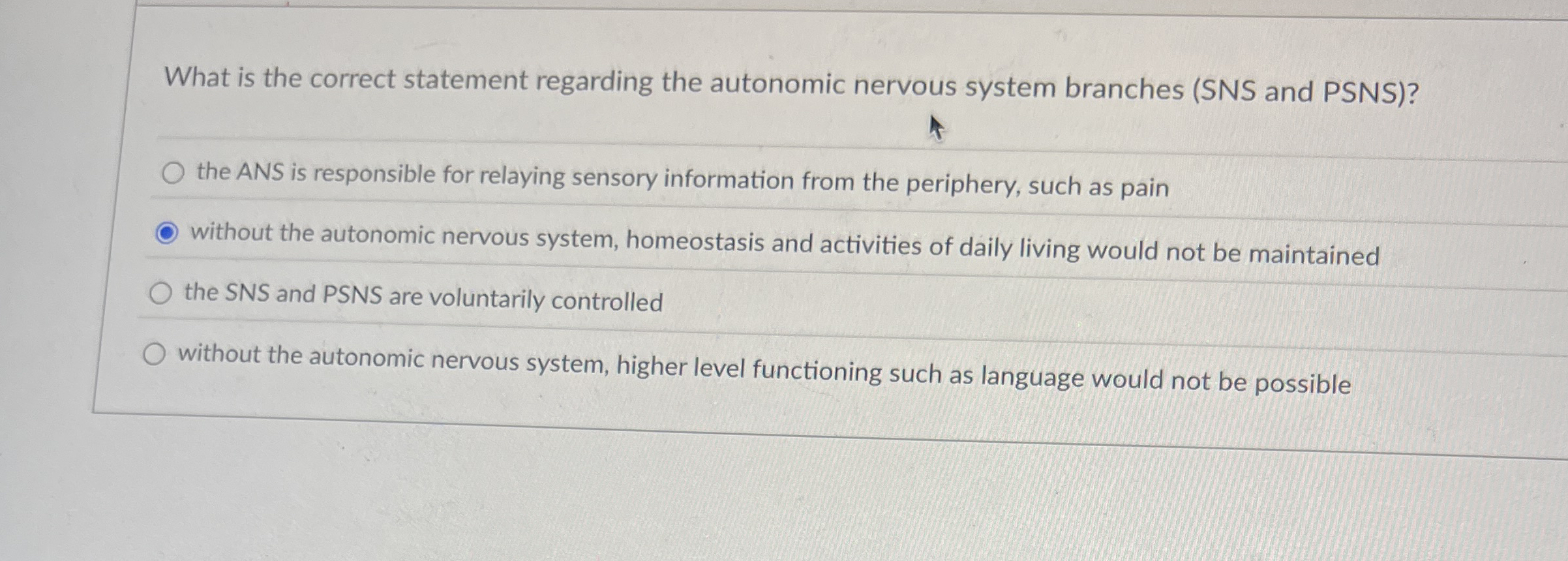 Solved What is the correct statement regarding the autonomic | Chegg.com Solved What is the correct statement regarding the autonomic | Chegg.com