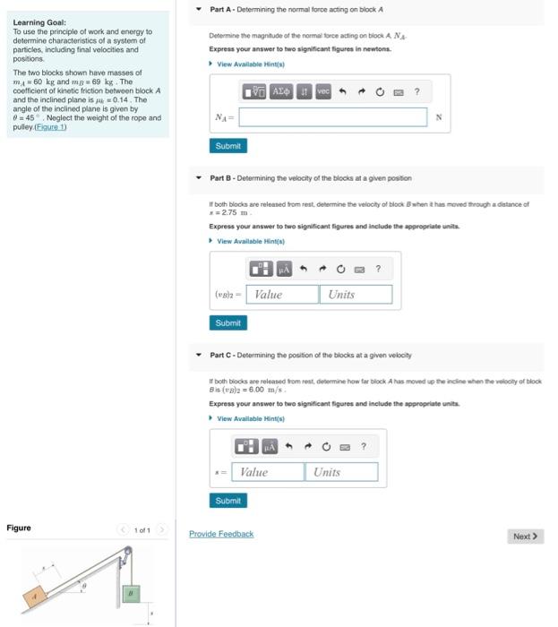 Solved Part A - Determining the normal force acting on block | Chegg.com