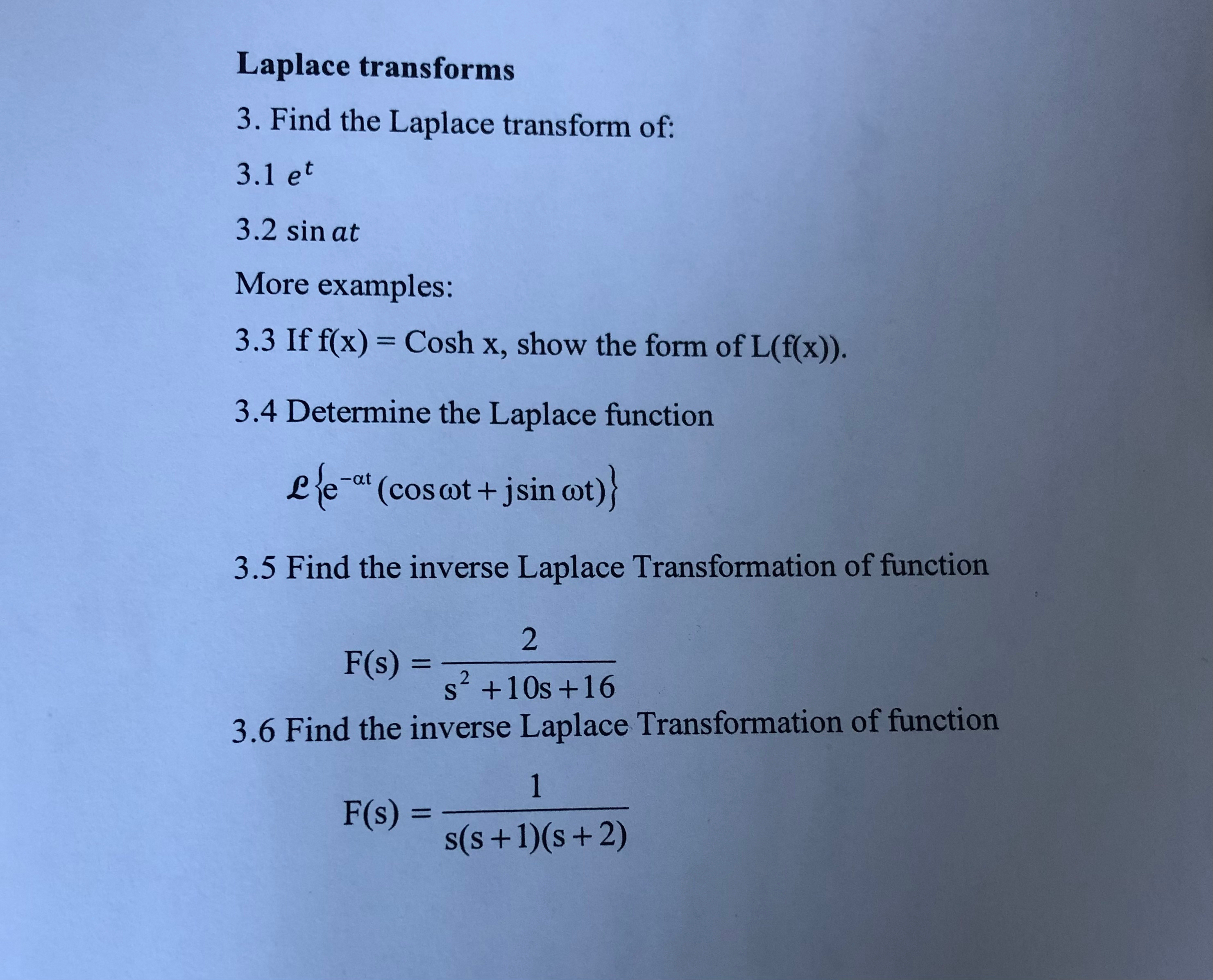 Solved Laplace transformsFind the Laplace transform | Chegg.com