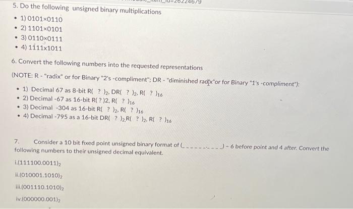 Solved 5. Do the following unsigned binary multiplications - | Chegg.com