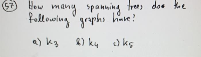Solved (67) How many spanning trees doe the following graphs | Chegg.com