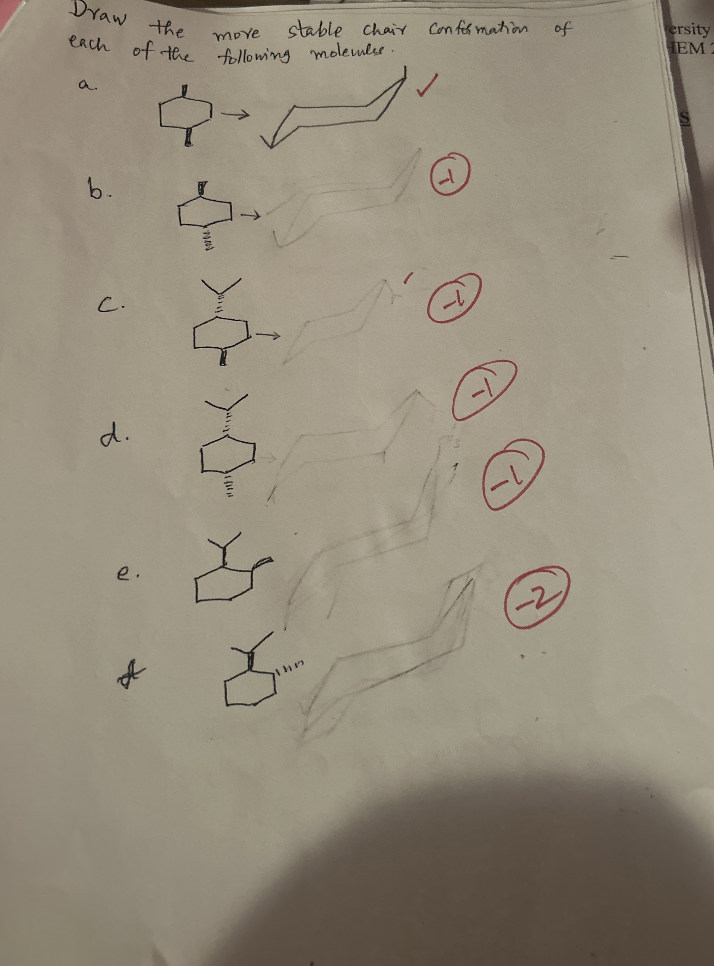 Solved Draw the more stable chair conformation ofeach of the | Chegg.com