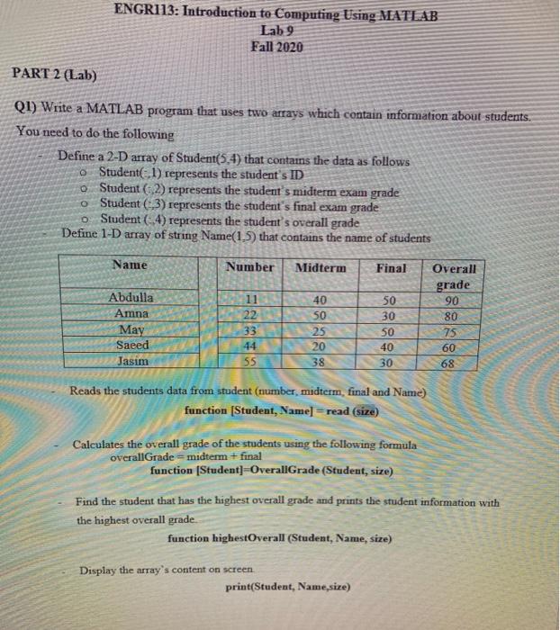 Solved Engr113 Introduction To Computing Using Matlab Lab 9 5667