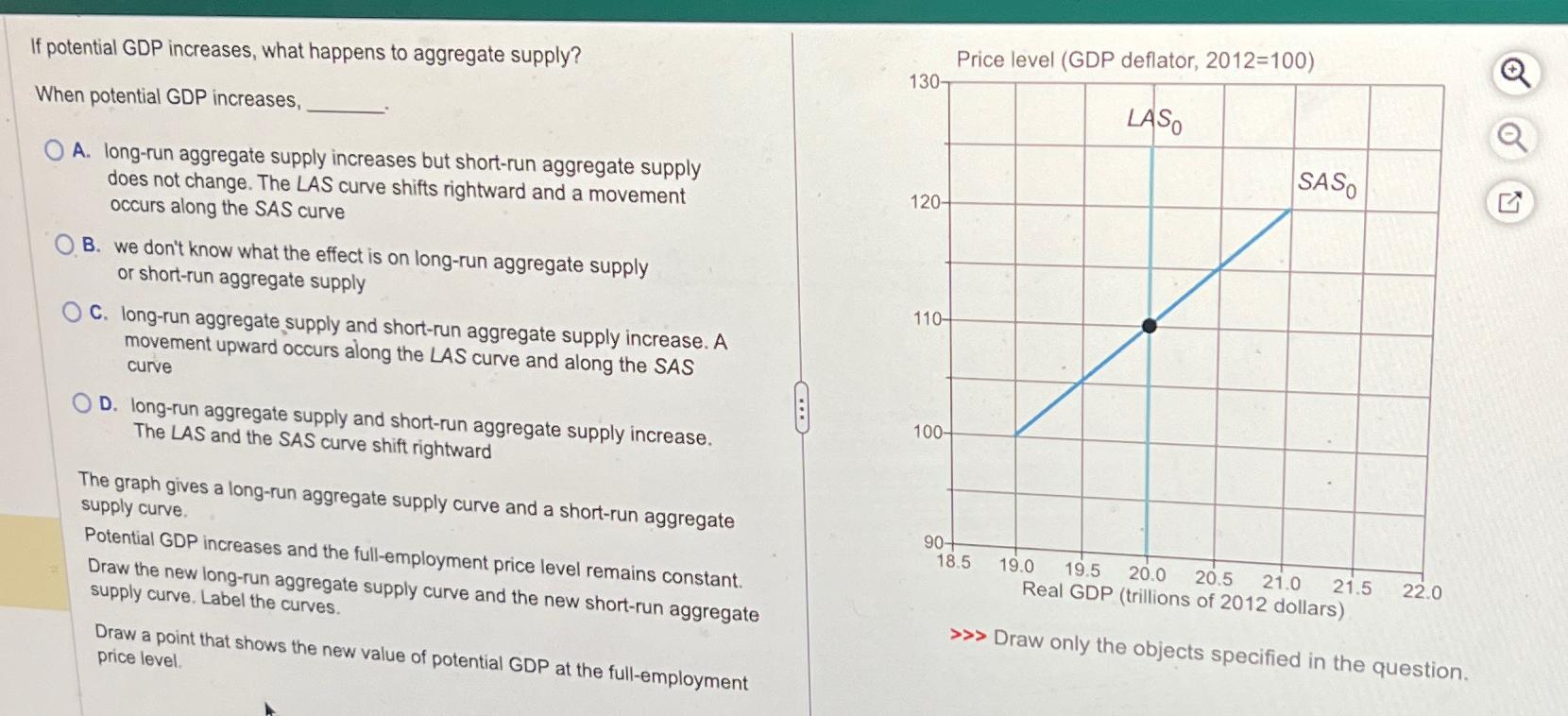 Solved If potential GDP increases, what happens to aggregate | Chegg.com