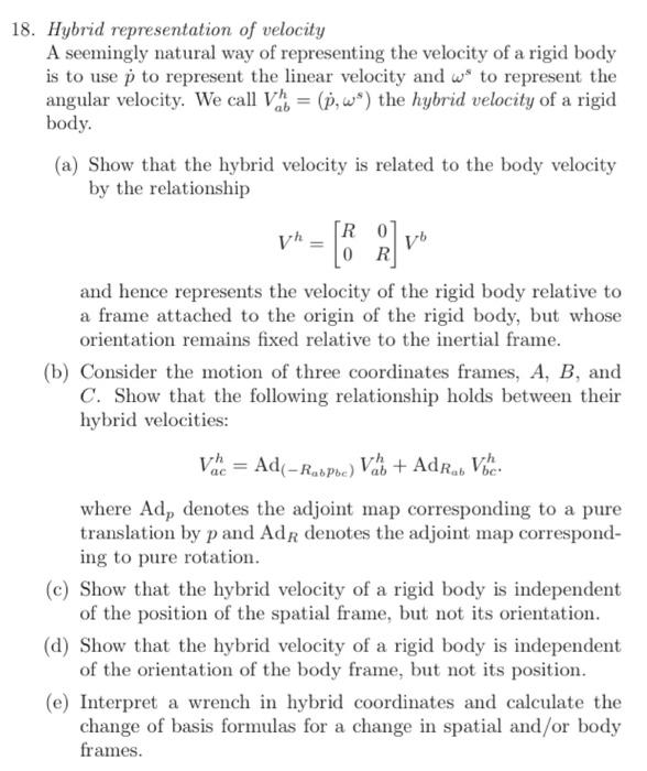Solved Hybrid representation of velocityA seemingly natural | Chegg.com