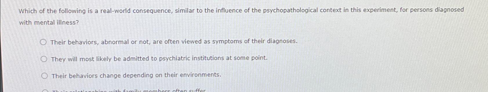 Solved Which of the following is a real-world consequence, | Chegg.com