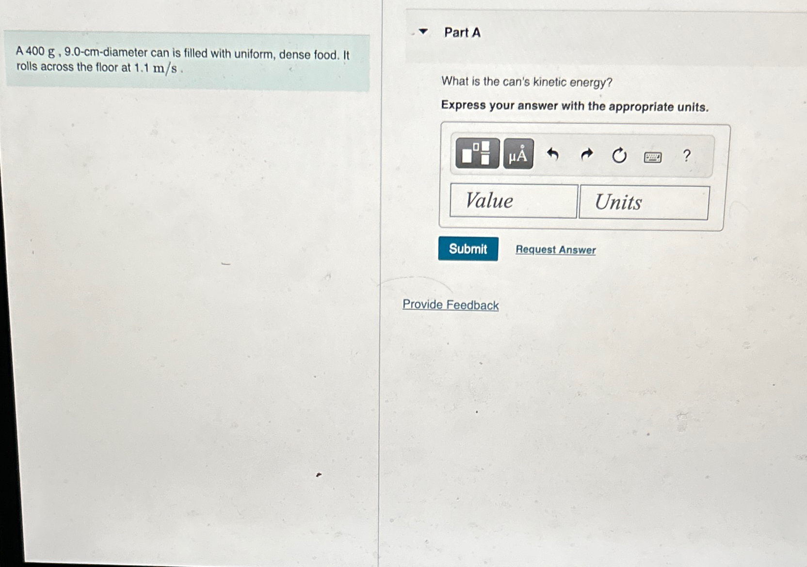 Solved A 400g,9.0-cm-diameter can is filled with uniform, | Chegg.com