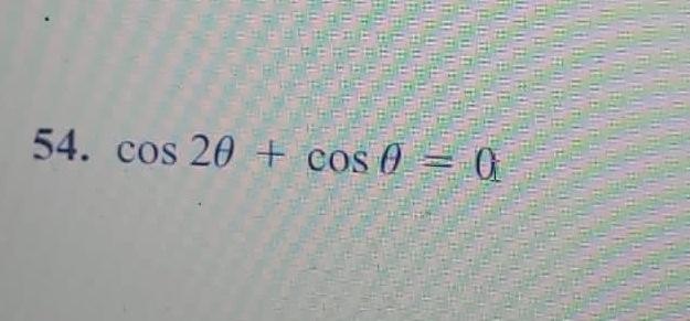 Solved cos2θ+cosθ=0 | Chegg.com