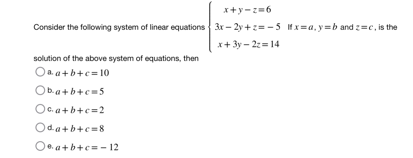 Solved solution of the above system of equations, | Chegg.com
