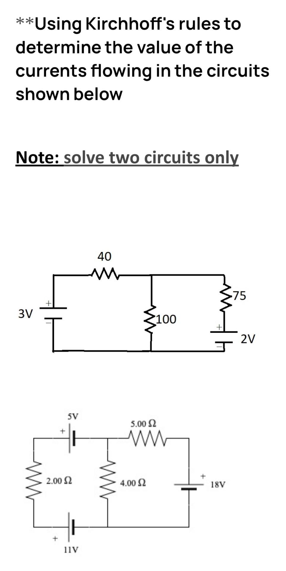 Solved **Using Kirchhoff's rules to determine the value of | Chegg.com