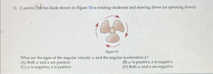 [Solved]: 12. (5 points) The fan blade shown in Figure 10 i