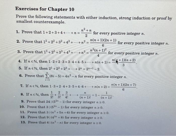 Solved Prove the following statements with either induction, | Chegg.com
