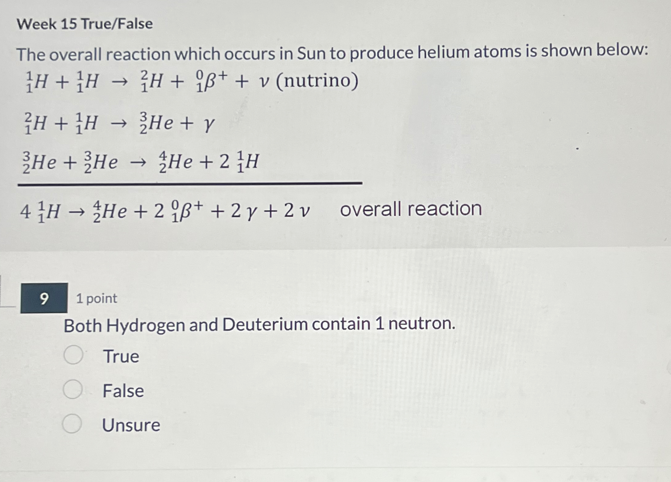 Solved Week 15 ﻿True/FalseThe overall reaction which occurs | Chegg.com