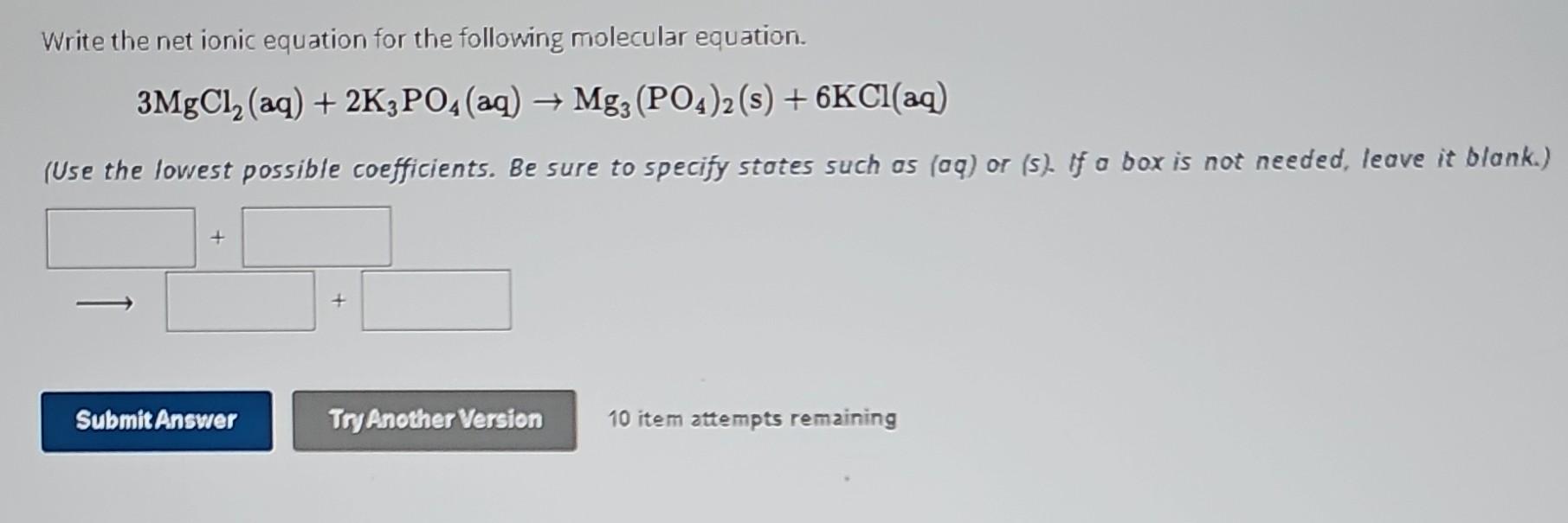 Solved Write the net ionic equation for the following | Chegg.com