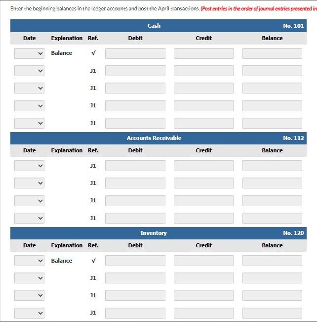 Solved Enter the beginning balances in the ledger accounts | Chegg.com