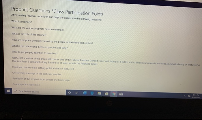 Prophet Questions *Class Participation Points After | Chegg.com