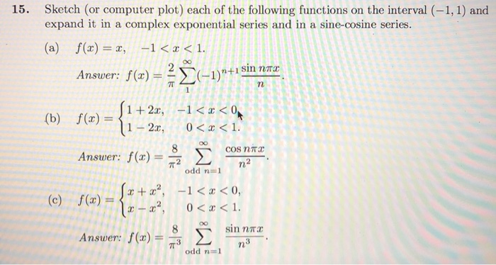 Solved 15 Sketch Or Computer Plot Each Of The Following 