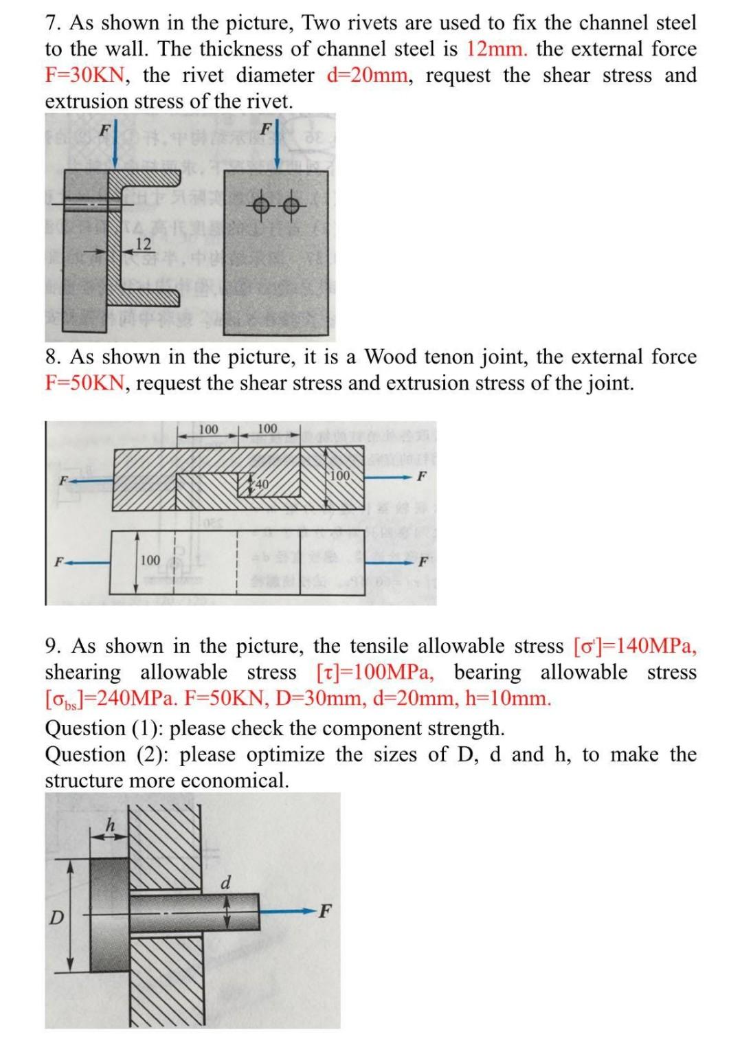 Solved 7. As shown in the picture, Two rivets are used to | Chegg.com