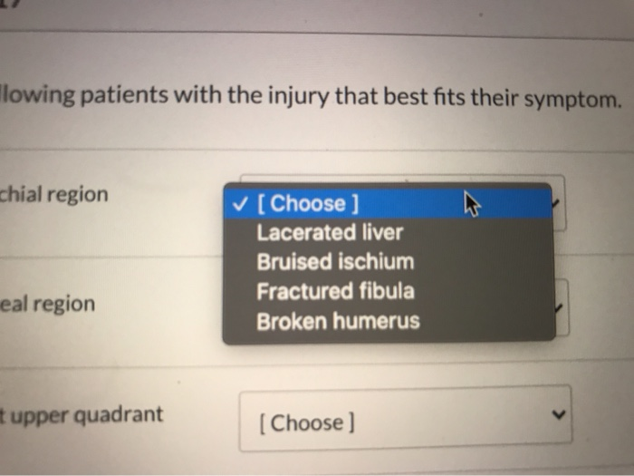 Solved Question 17 Match the following patients with the | Chegg.com