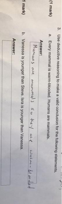 Solved 3. Use deductive reasoning to make a valid conclusion | Chegg.com