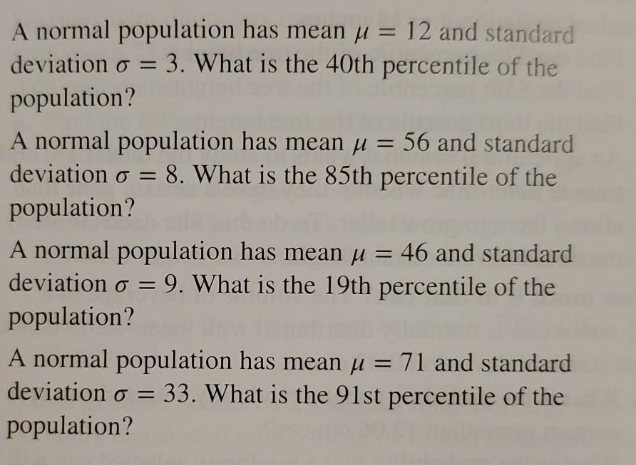 Solved A normal population has mean u = 12 and standard | Chegg.com