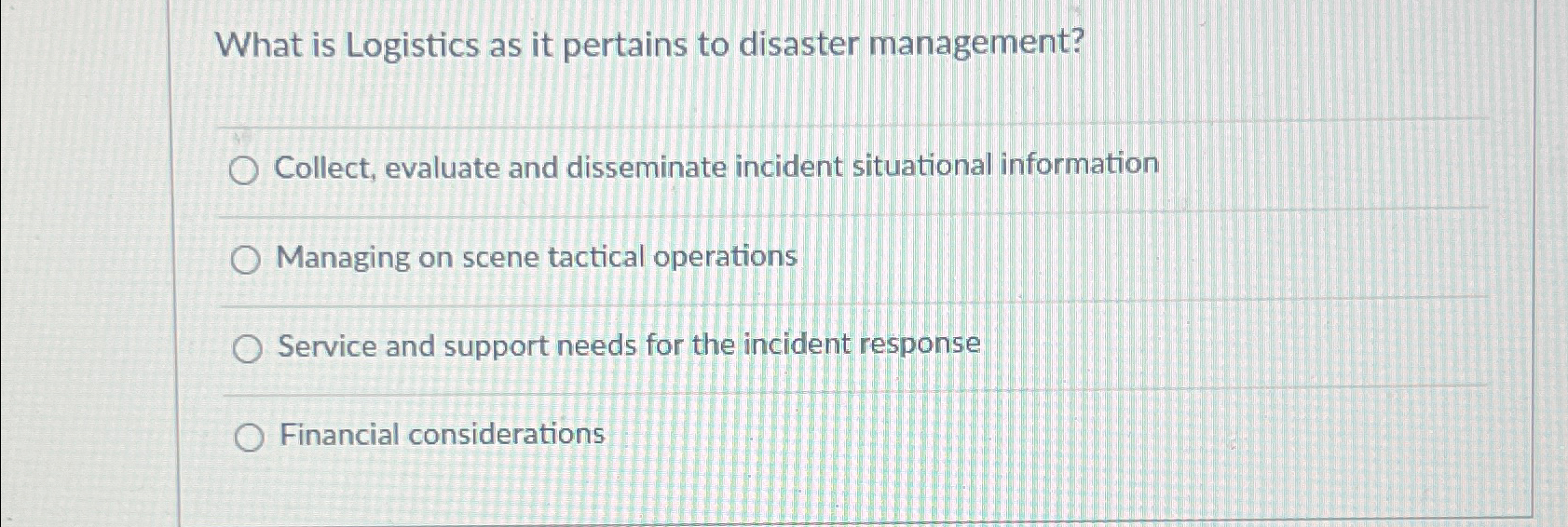 Solved What is Logistics as it pertains to disaster | Chegg.com