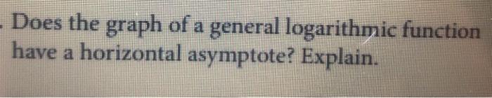 Solved Does the graph of a general logarithmic function have | Chegg.com