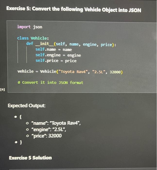 Solved import json class vehicle: def init (self, name, | Chegg.com