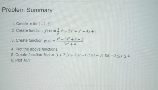 Solved Problem Summary 1 Create X For 6 22 2 Create 