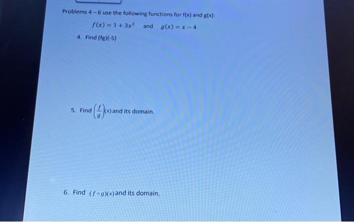 Solved Problems 4−6 use the following functions for f(x) and | Chegg.com