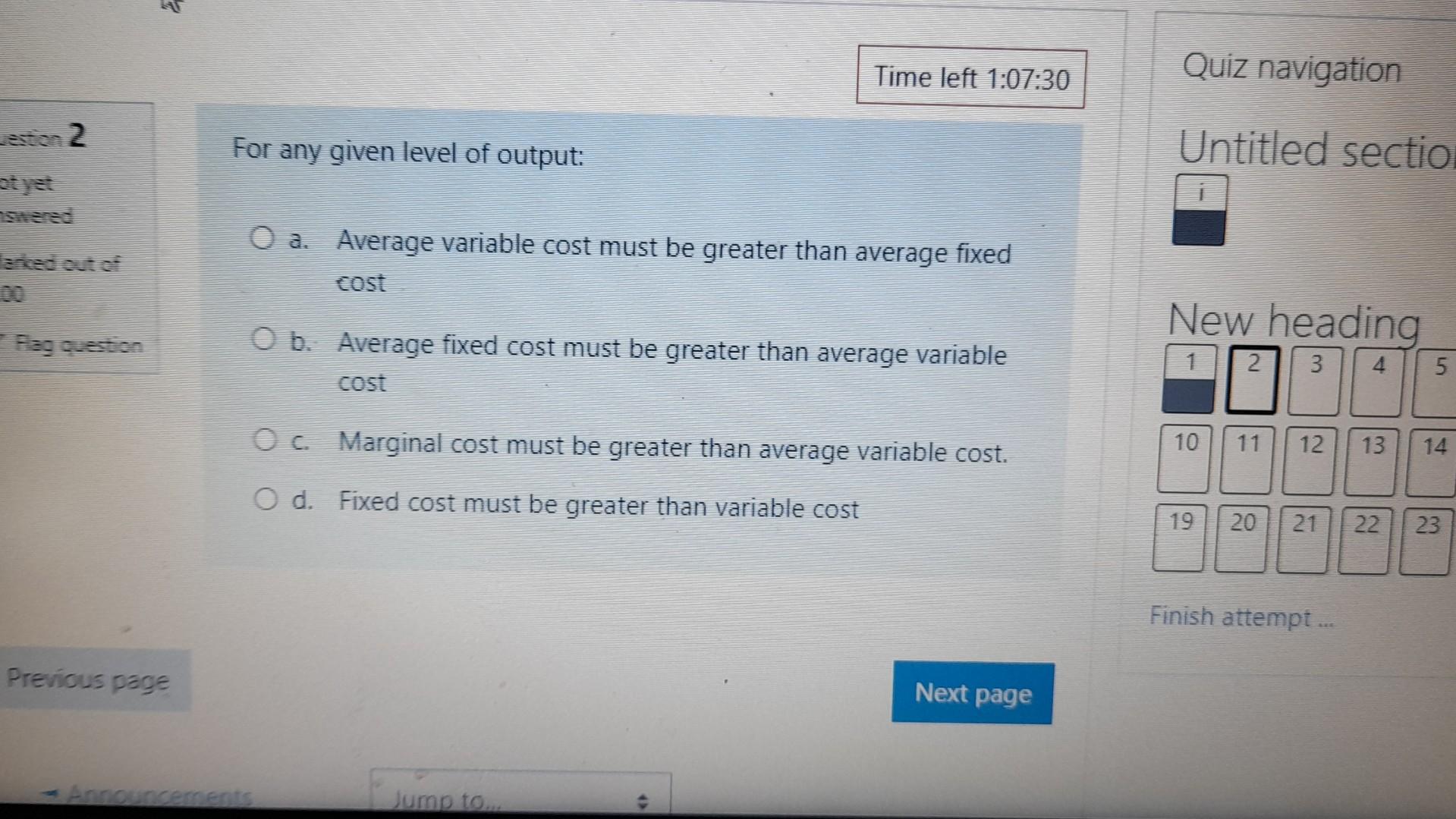 Solved For any given level of output: a. Average variable | Chegg.com