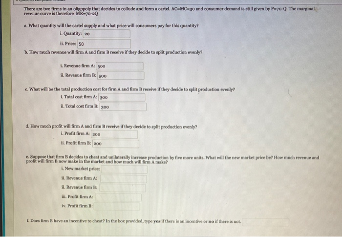 Solved is cartel stable ot not? explain why? and finish | Chegg.com