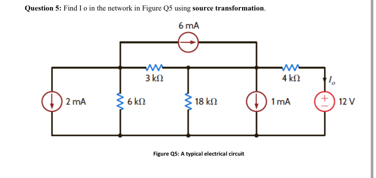 Solved Question 5: Find I o in the network in Figure Q5 | Chegg.com