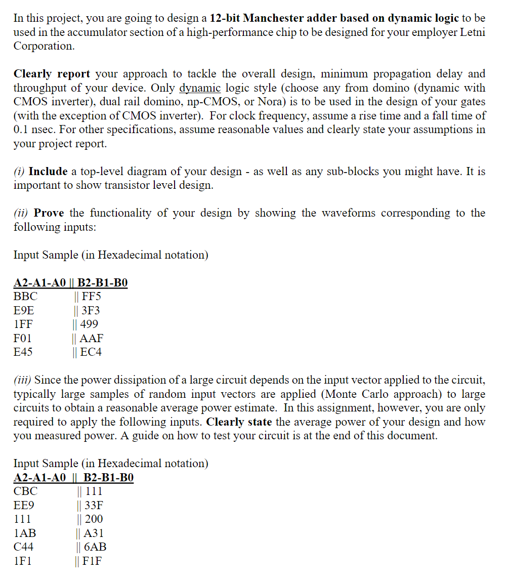 Solved In this project, you are going to design a 12-bit | Chegg.com