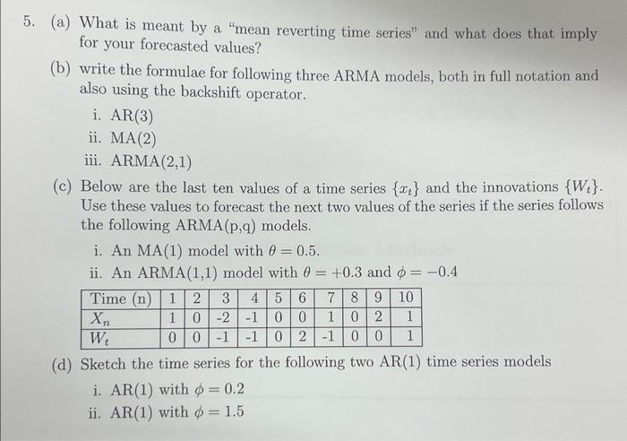Solved for your forecasted values? (b) write the formulae | Chegg.com
