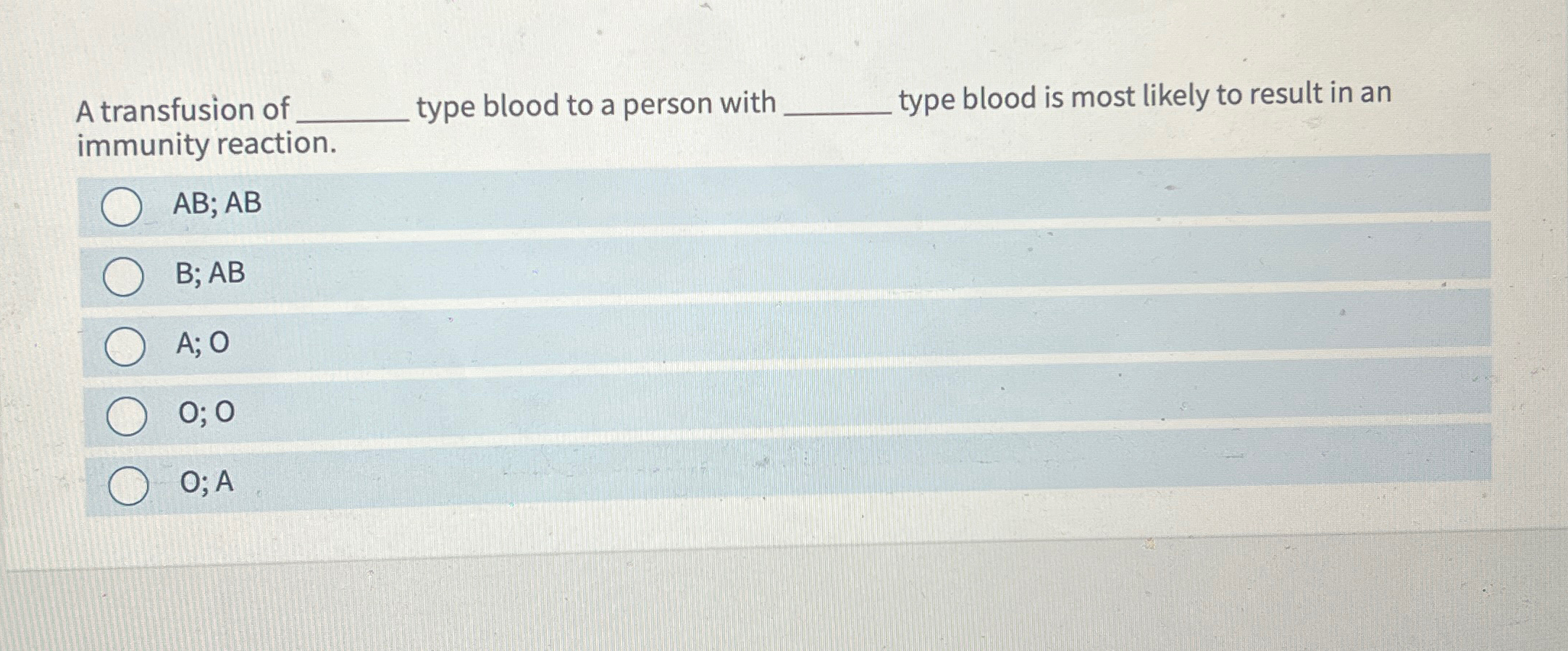 Solved A transfusion of type blood to a person with type | Chegg.com