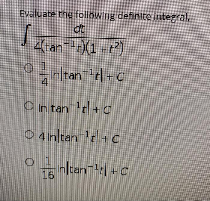 Solved Evaluate the following definite integral. dt | Chegg.com