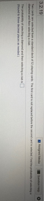 Solved 3.2.19 Assigned Media Question Help Two cards are | Chegg.com