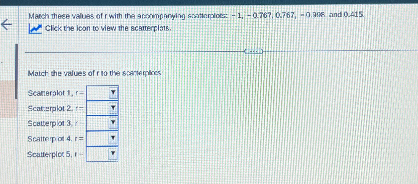 Match these values of r ﻿with the accompanying | Chegg.com