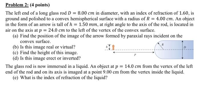 The left end of a long glass rod D=8.00 cm in | Chegg.com