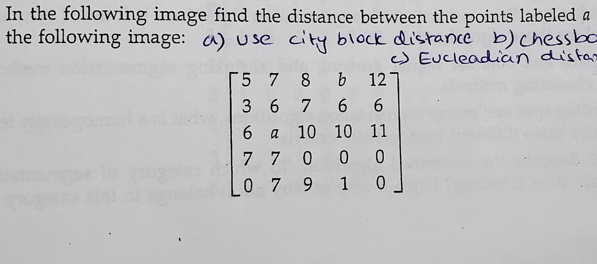 In the following image find the distance between the | Chegg.com