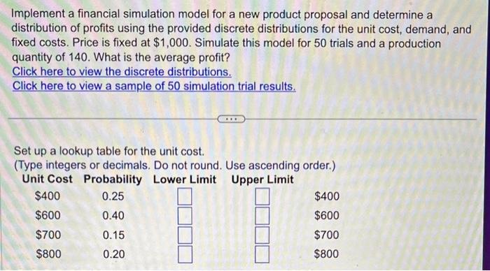 Implement a financial simulation model for a new | Chegg.com