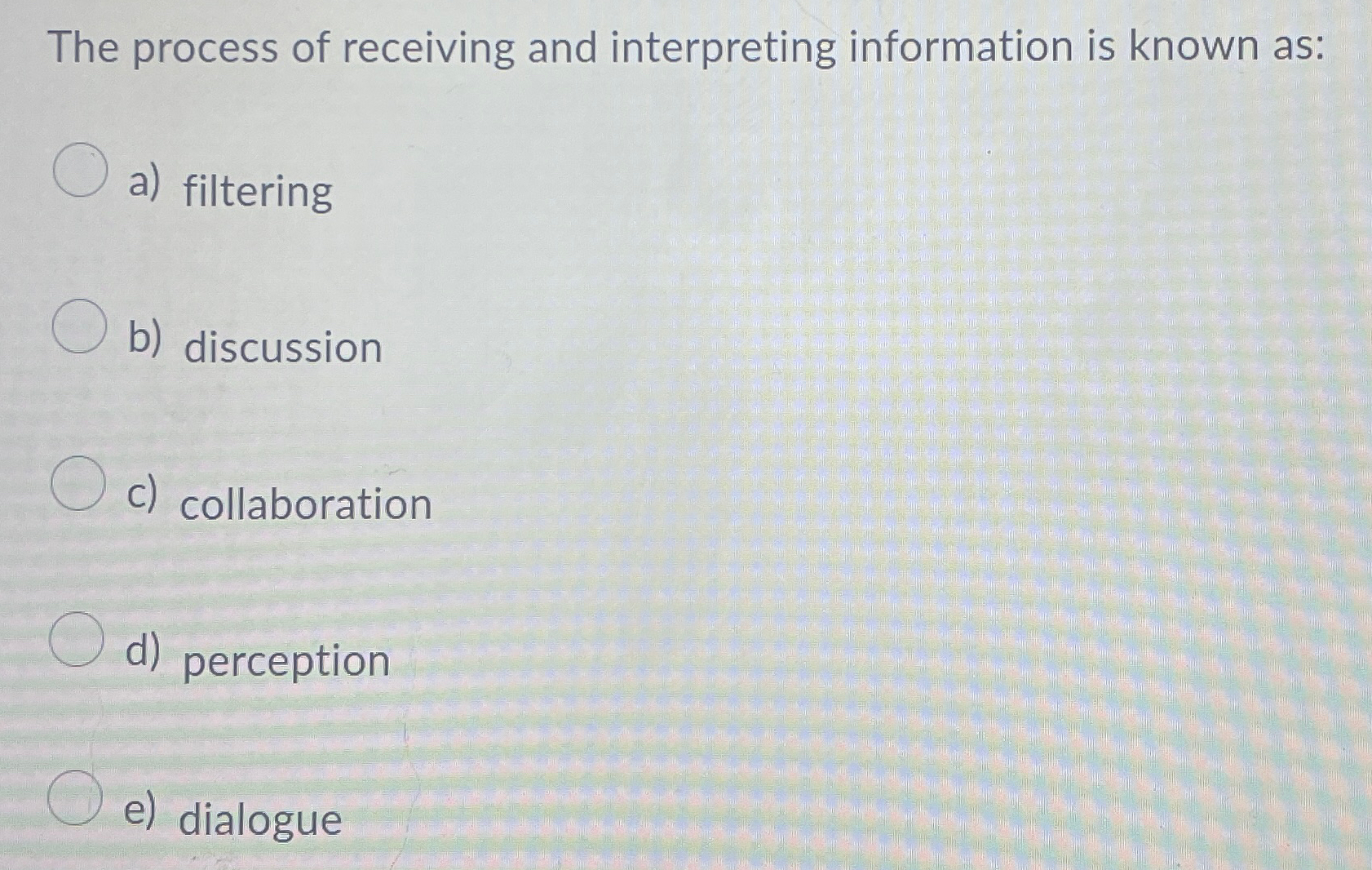 Solved The process of receiving and interpreting information | Chegg.com