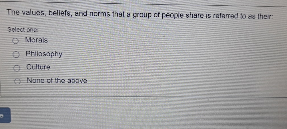 Solved The values, beliefs, and norms that a group of people | Chegg.com