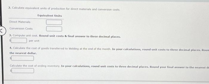 Solved 1. Prepare a physical flow schedule,2. Calculate | Chegg.com