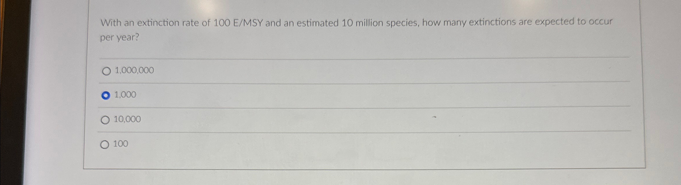 Solved With an extinction rate of 100EMSY ﻿and an estimated | Chegg.com