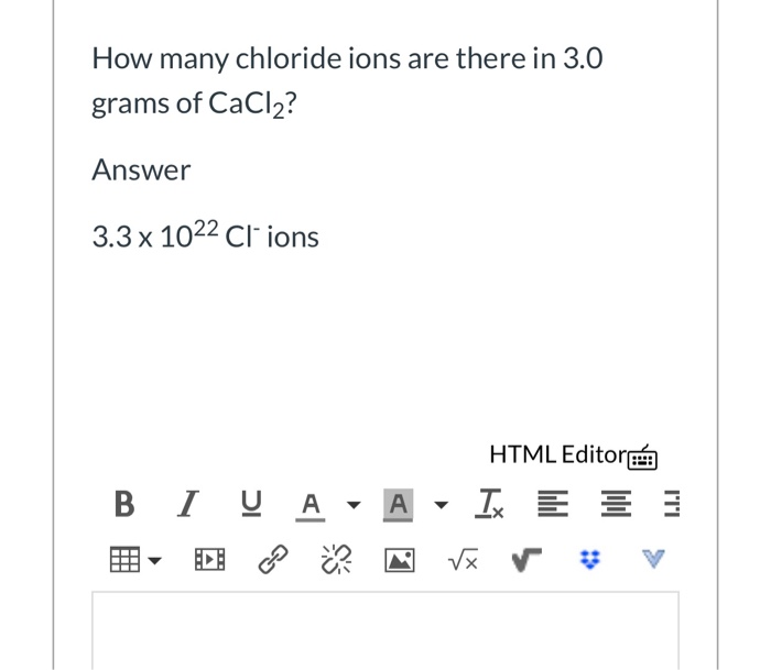 Solved How many chloride ions are there in 3.0 grams of | Chegg.com