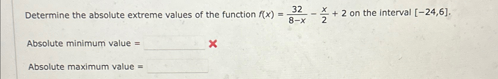 Solved Determine the absolute extreme values of the function | Chegg.com